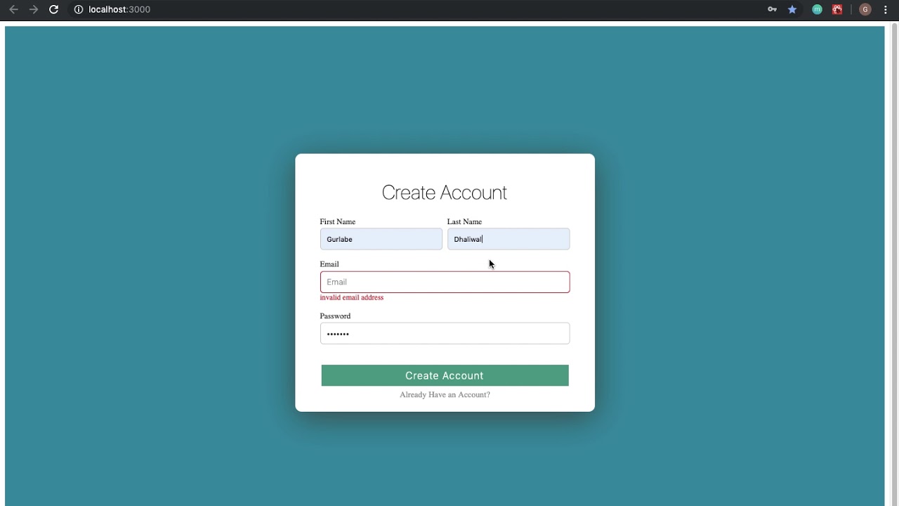 Form Validation Project Using React