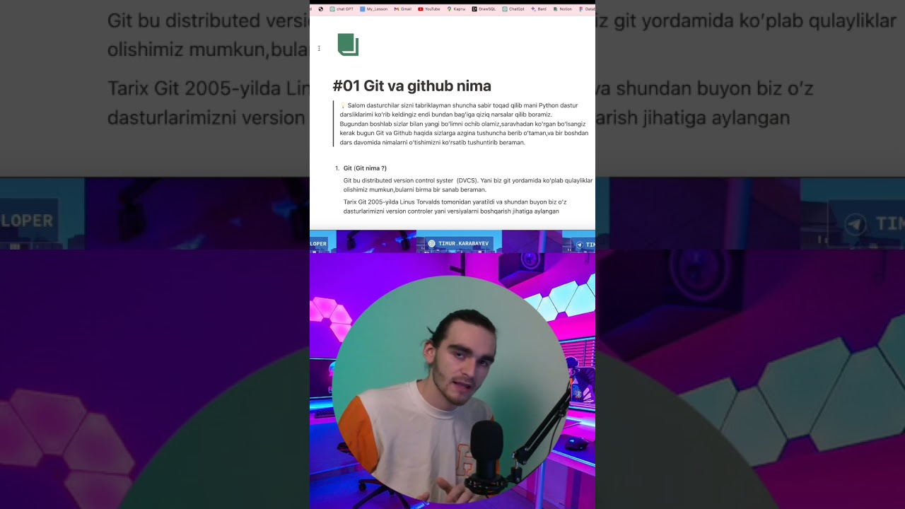 Git yordamida jamo boʼlib ishlash #programming #timur #coding #git #shorts #short