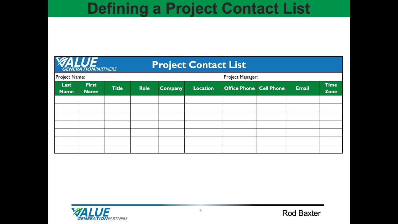 Module 6 - Creating a Project Contact List - Value Generation Partners