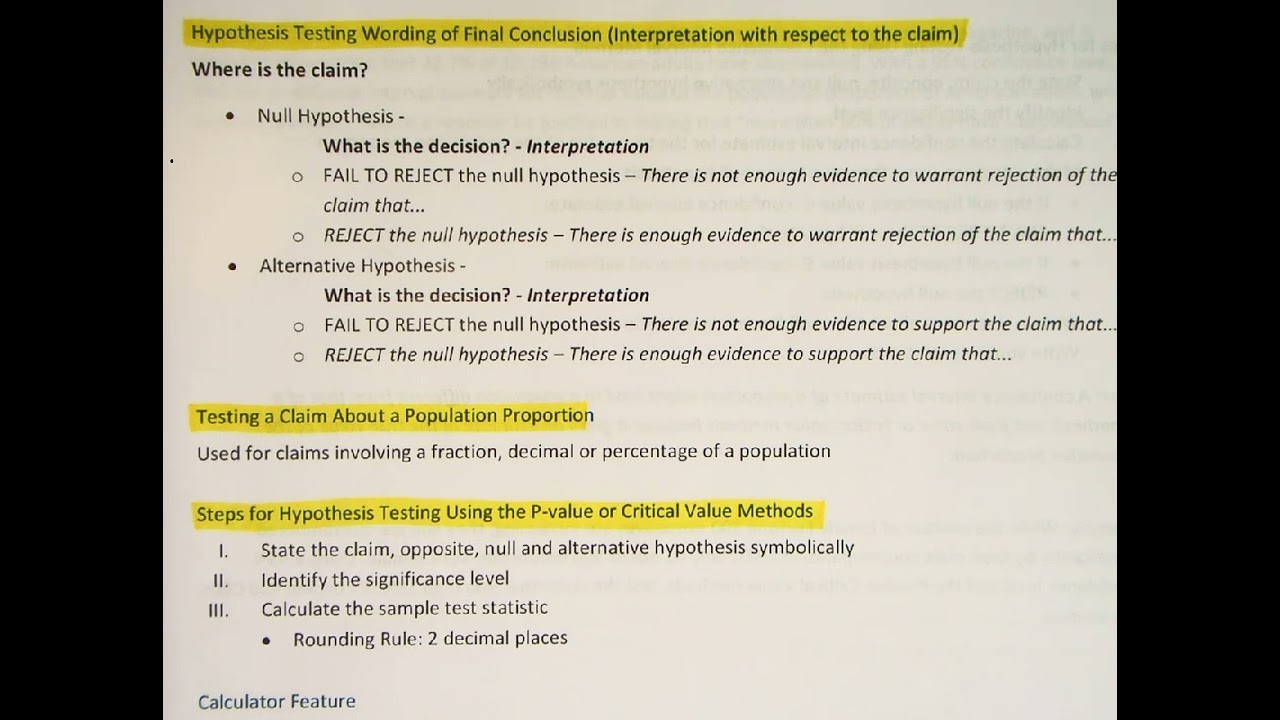 Hypothesis Testing Wording of Final Conclusion (Interpretations)