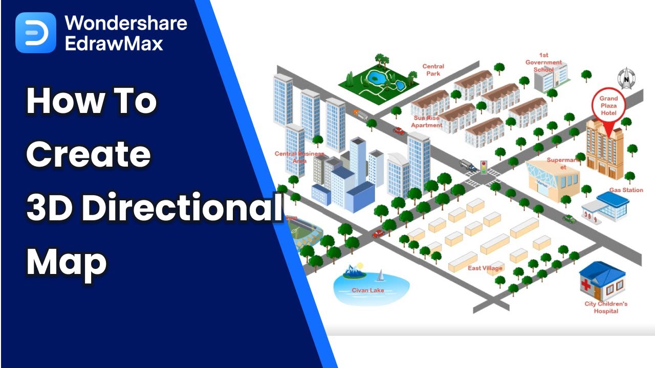 How to Create a Directional Map - 3D Street Map