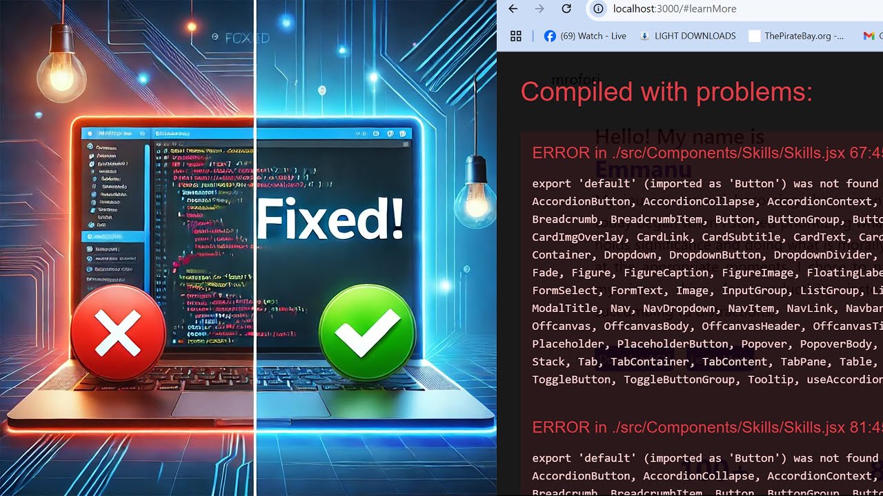 React Error: How to Solve export default Not Found in react-bootstrap : Compiled with problems