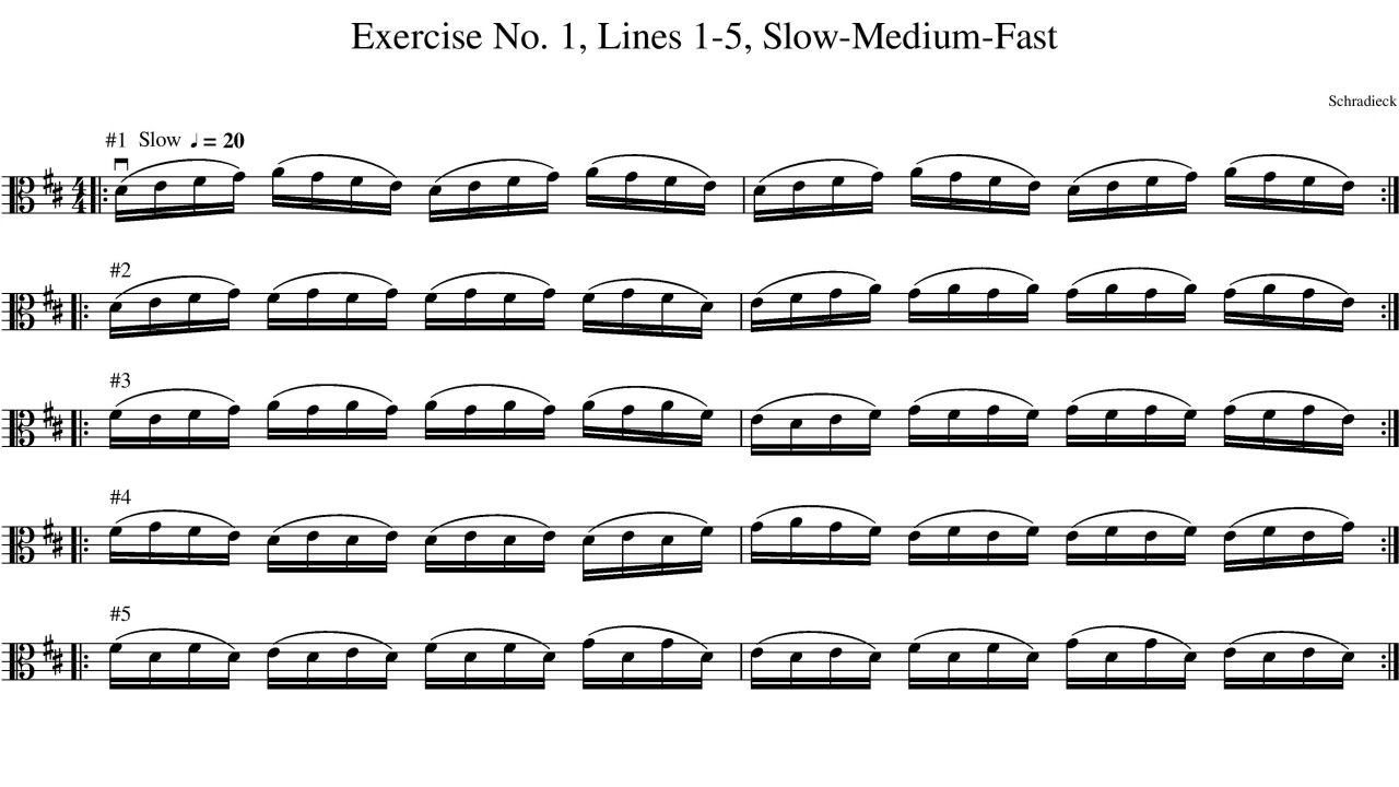 Schradieck Exercise No. 1, Lines 1-5, Viola, Slow-Medium-Fast