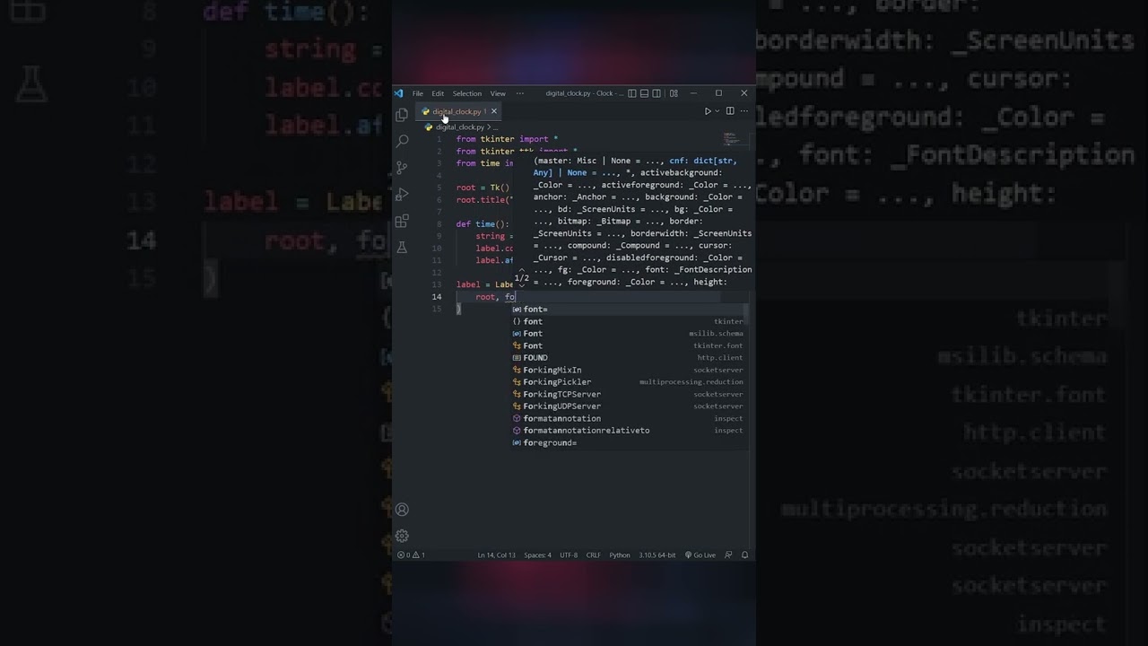 Digital Clock using Tkinker | Python Programming