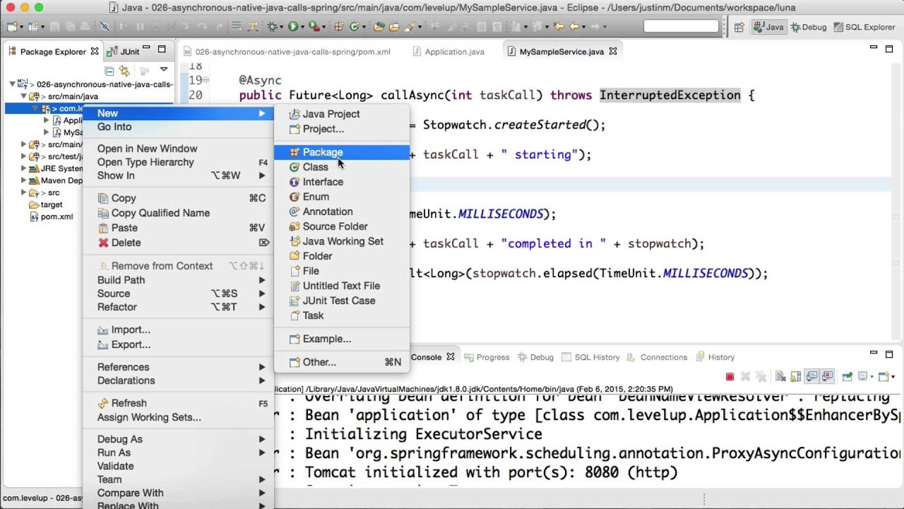 Screencast #26: Calling java methods asynchronous using spring