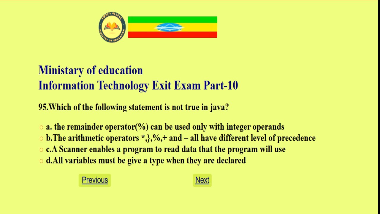 Exit exam for information technology 2016 E.C | part-10