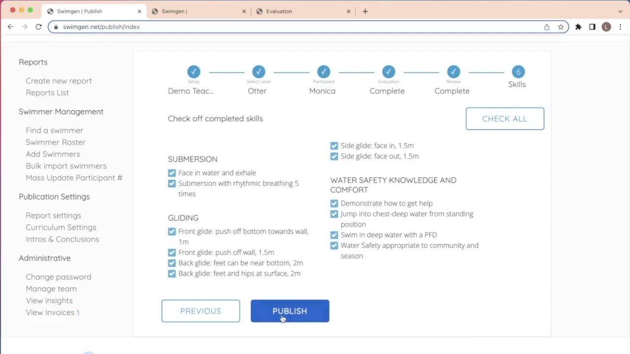 Swimgen Software Demo
