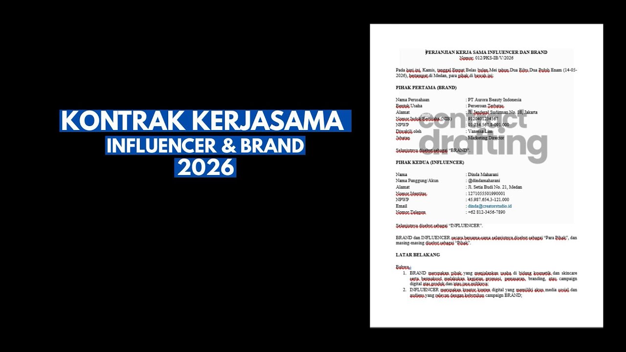 CONTOH KONTRAK KERJA SAMA INFLUENCER DAN BRAND | 04