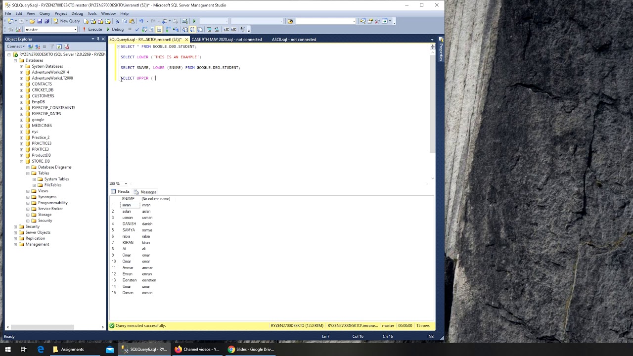 42 - SQL - UPPER CASE