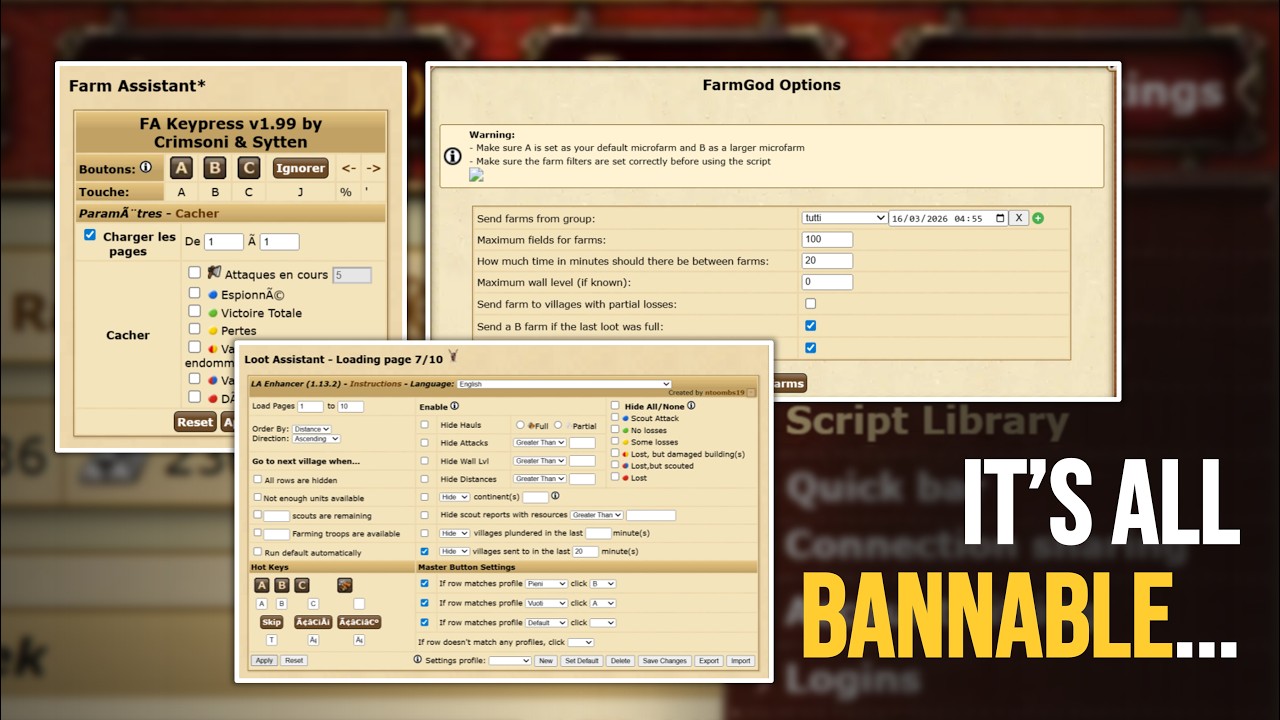 Farmgod, keypress and LA enhancer will be illegal/bannable + some script library updates