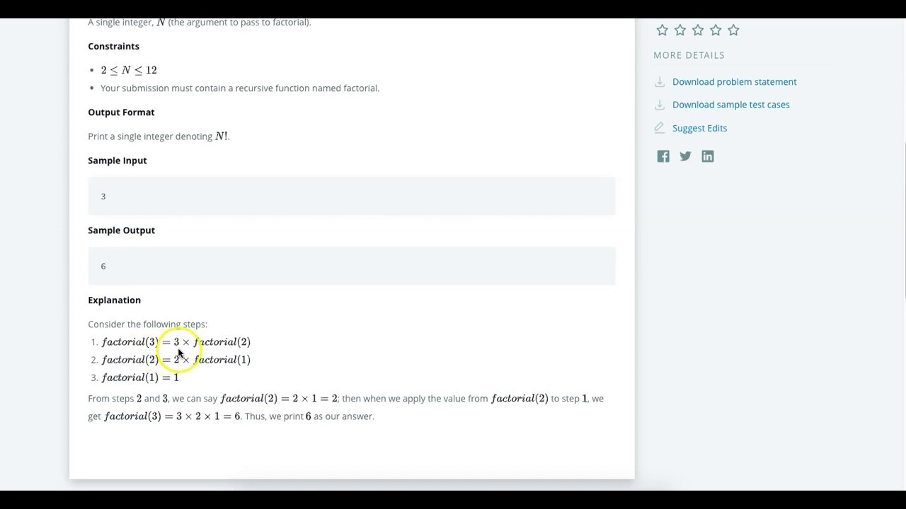 Hackerrank 30 days of code Java 8 Solution: Day 9: Recursion