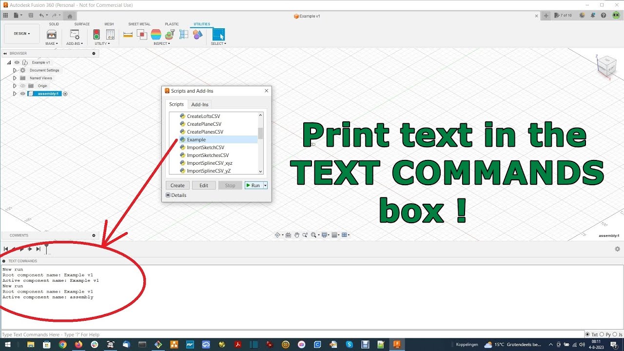 Create a Python script in Fusion 360 using the API