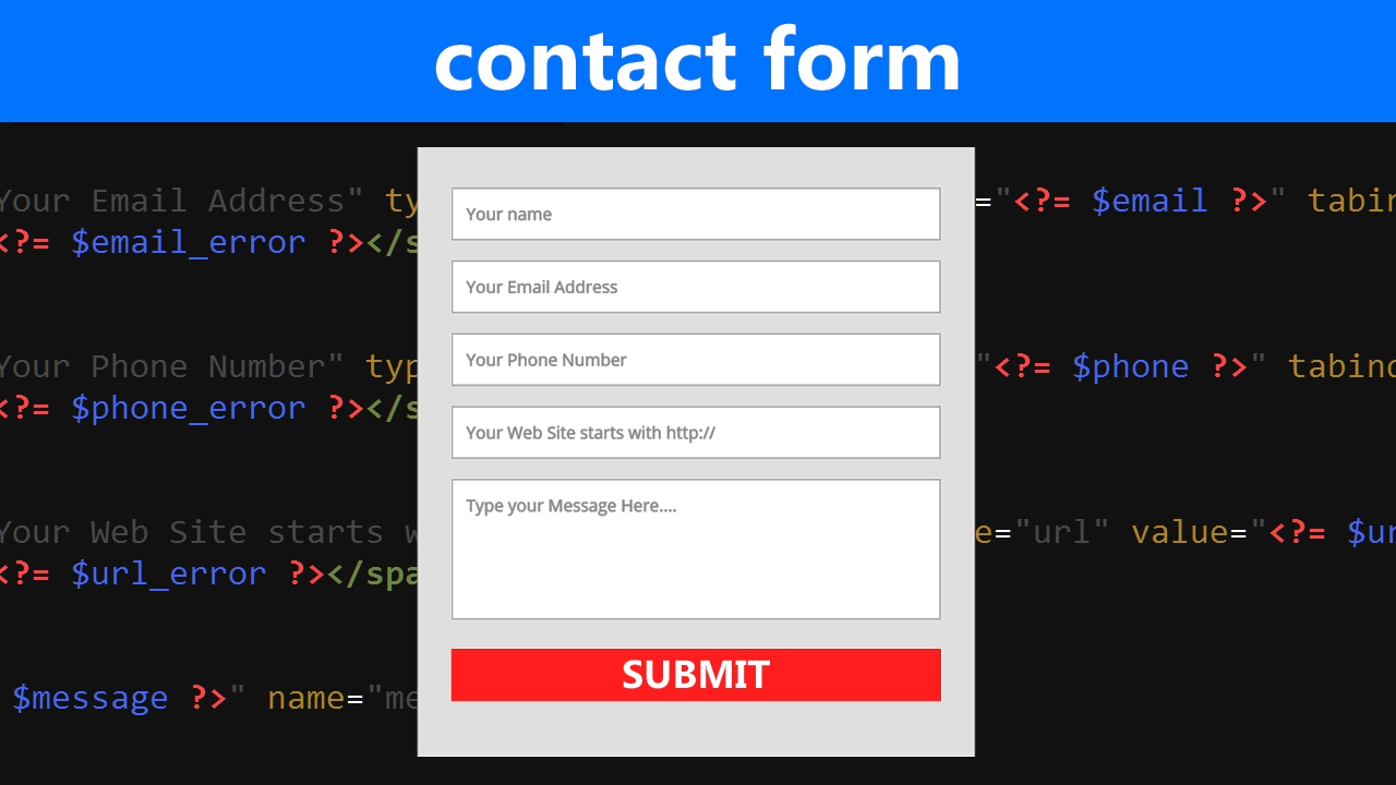 HTML/PHP Contact Form Tutorial with Validation and Email Submit