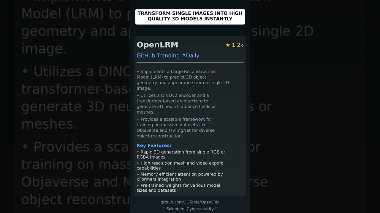 GitHub Trending Repositories: 3DTopia/OpenLRM 🇬🇧