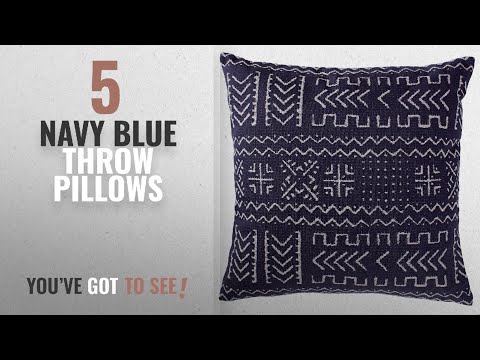 Top 10 Navy Blue Throw Pillows [2018]: Rivet Mudcloth-Inspired Pillow, 17" x 17", Navy