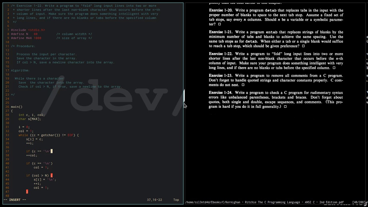 K&R Exercise 1-22 Solution
