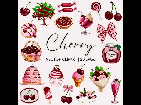 Cherry-Themed Vector Clipart Pack 🍒