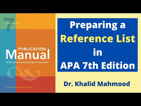 Preparing a Reference List in APA 7th Edition [Urdu/Hindi] | Dr. Khalid Mahmood
