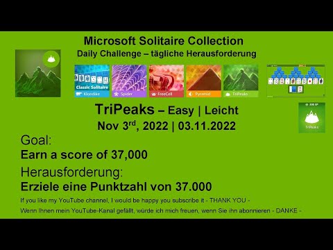 Solitaire Daily Challenges | TriPeaks - Easy | Nov 3rd, 2022