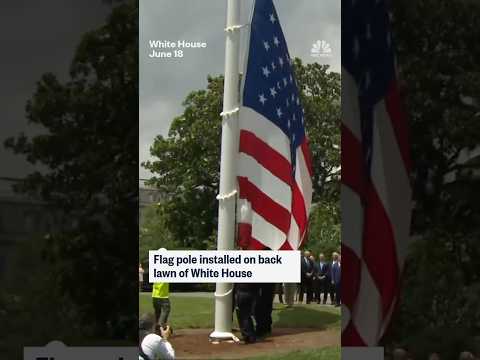 Flag pole installed on back lawn of White House