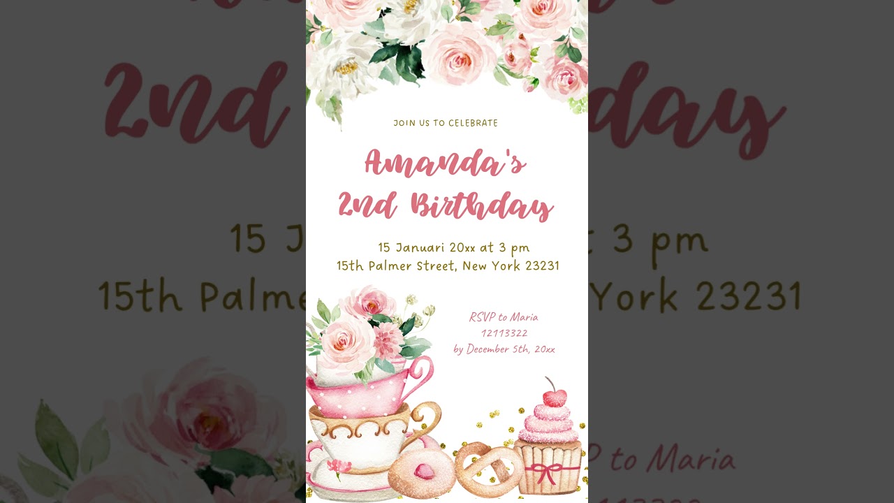 E5 Tea for Two Floral Tea Party Invitation