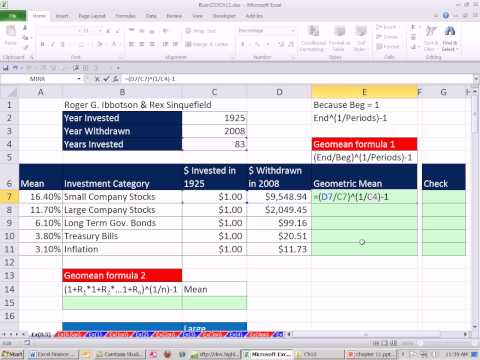 ACCTG 455: Excel Finance Class 103: 2 Ways To Calculate Geometric Mean