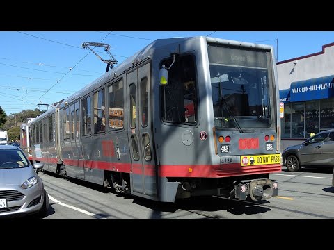 SF Muni 1996-1997 Breda LRV2 1422 on Route N Judah - 2-Car Breda Train 1422+1502
