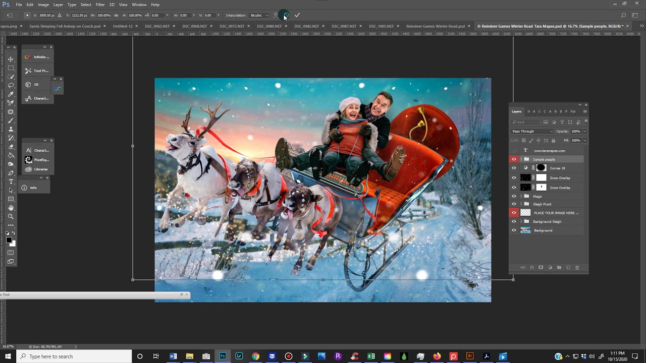 How to use the Reindeer Games Layered PSD Christmas Digital Background by Tara Mapes