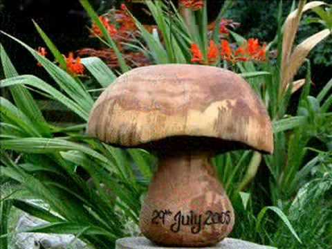 Engraved wooden garden ornament art sculpture UK wood garden statues