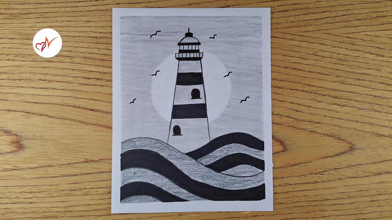 Easy Lighthouse Drawing Tutorial | Simple Scenery Drawing for Beginners | Pencil Sketch Step by Step
