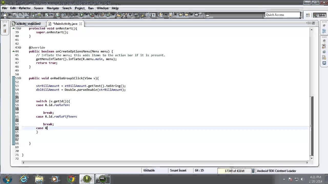 Android: Switch Case Statements