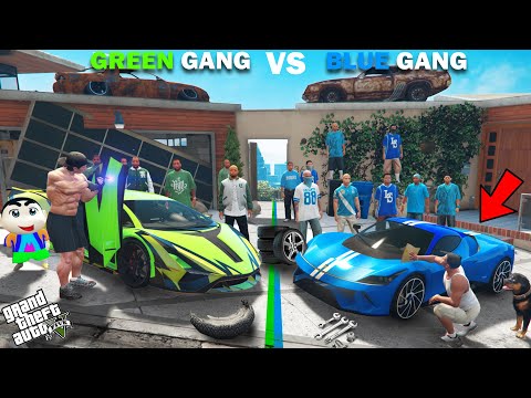 Franklin Blue Gang VS Shinchan Green Gang Supercar Upgrade Challenge In GTA 5!