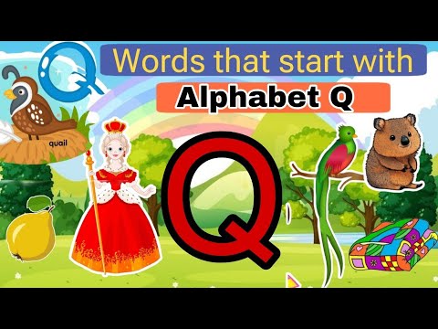 Learn letter Q /Abc flashcard / Words that start with letter Q with pictures / Spelling practice