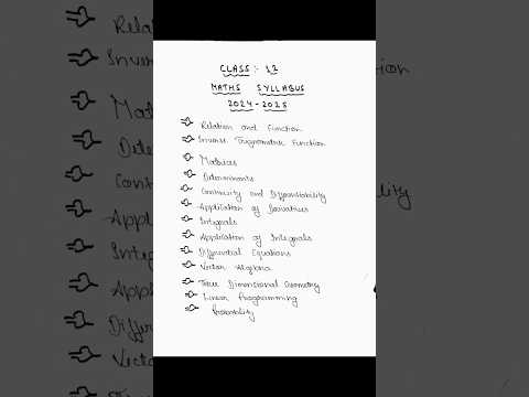 Class 12 Maths syllabus 2024-2025 || Cbse class 12 maths syllabus #shorts #education