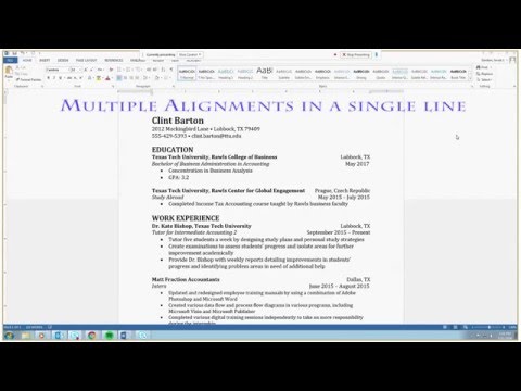 Multiple Alignments in a Single Line in Word