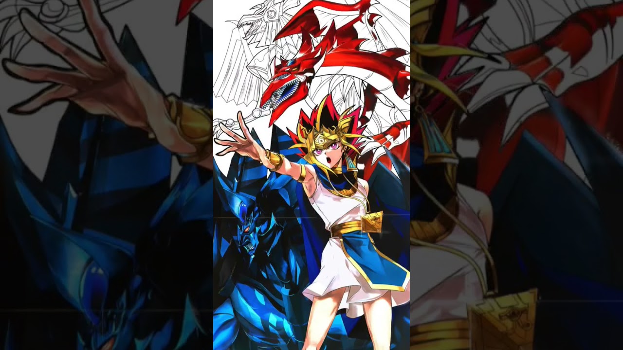 Atem and the Egyptian God Cards- Digital Coloring Page #yugioh