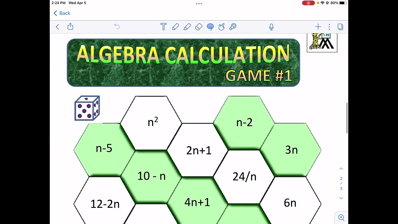 Math-Salamanders: Algebra Calculation Game 1