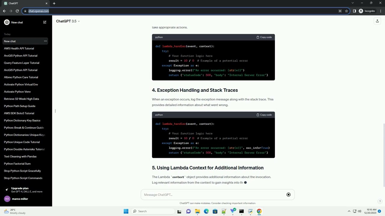aws lambda python logging best practices