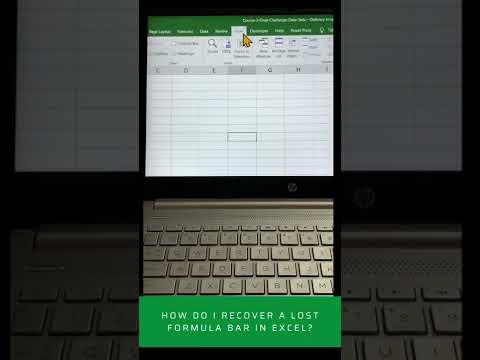 How do I recover a lost formula bar in Excel?
