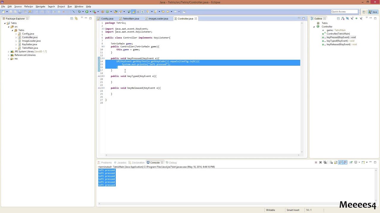 Java Tetris Tutorial 7 - Setting up Key Listener