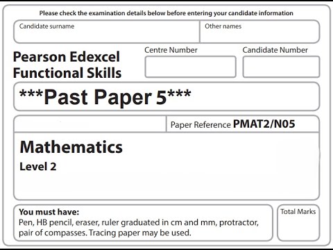 Functional Skills Maths L2 Past Paper 5 Pearson Edexcel