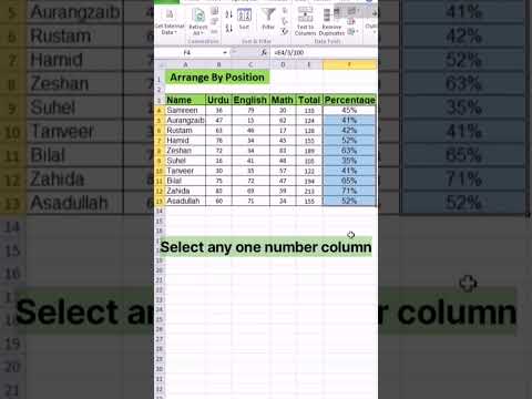 arrange by position. #excel #microsoftexcel #exceltutorial #excel365 #howtouseexcel