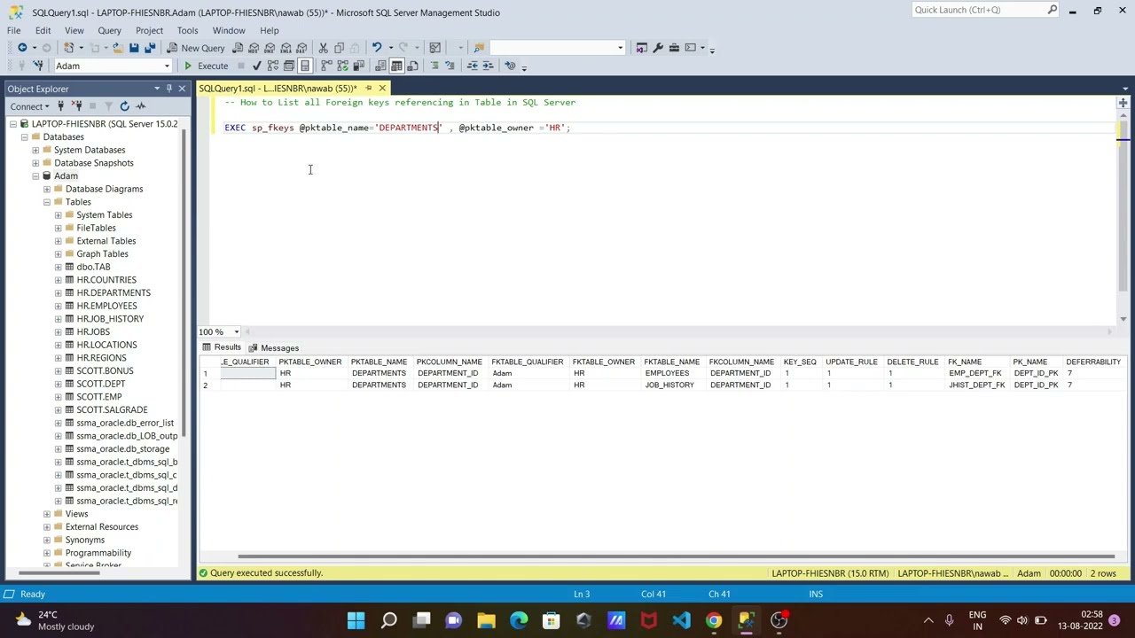 List All Foreign keys in SQL Server Database