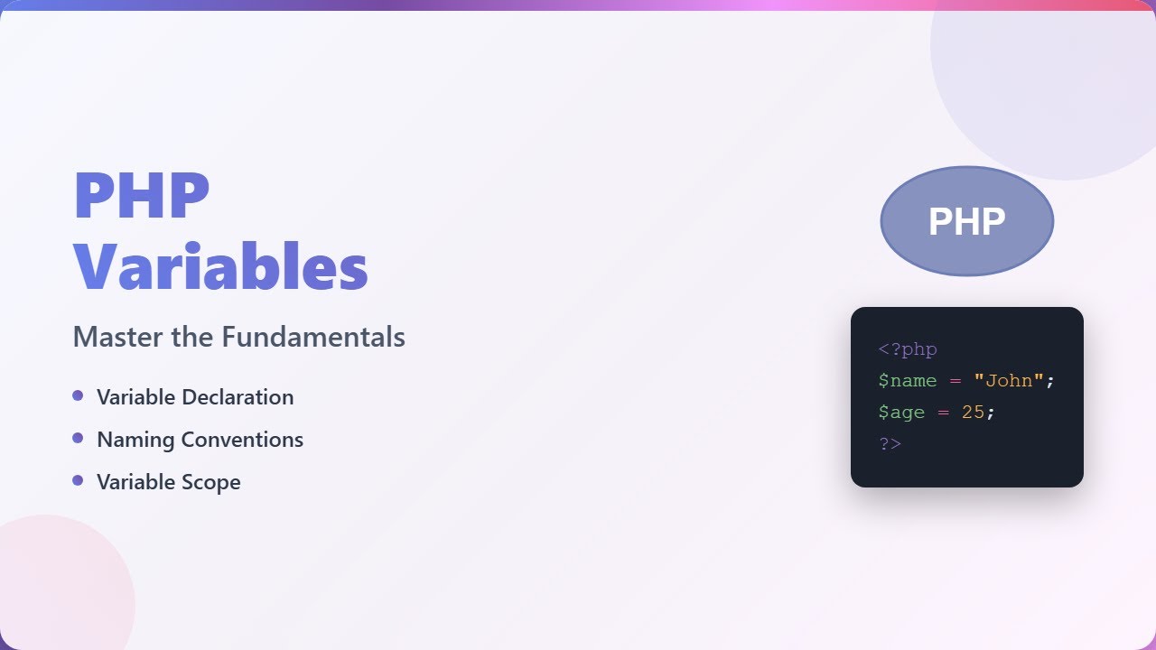 PHP Variables: A Beginner's Guide to Declaration, Naming & Scope
