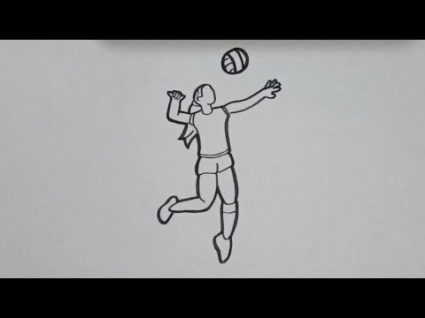 HOW TO DRAW WOMAN PLAYING VOLLEYBALL | PROFESSIONAL VOLLEYBALL PLAYER | EASY DRAWING STEP BY STEP