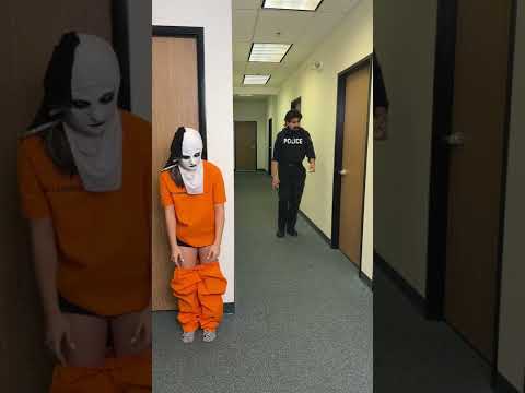 Scary mask makes poiliceman run #Shorts