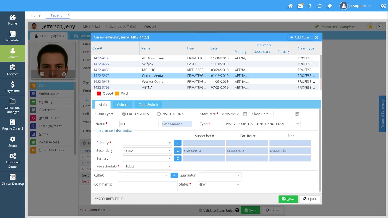 Change Patient's Case for an Encounter
