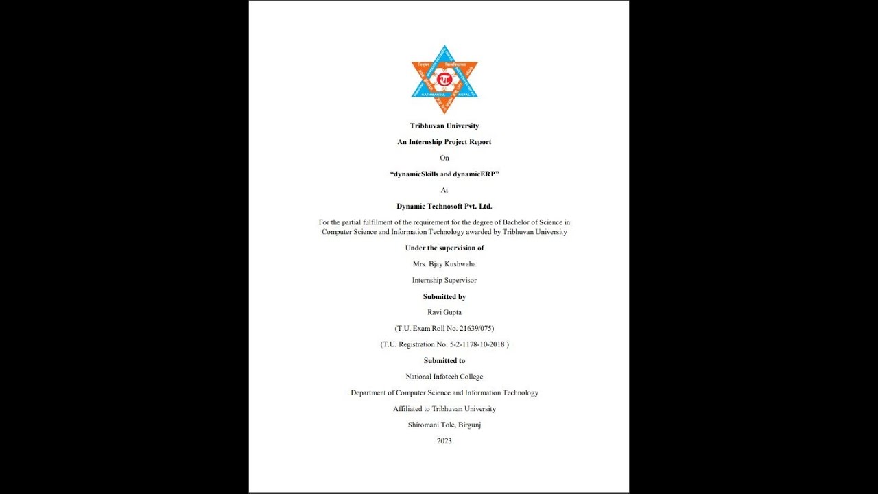 intern report of 8 sem