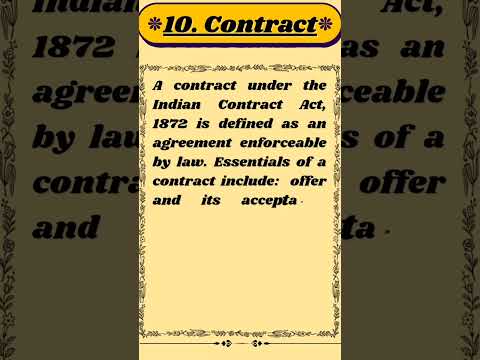 Contract - Meaning and essentials under ICA 1872 #shorts #law #legal #vocabulary