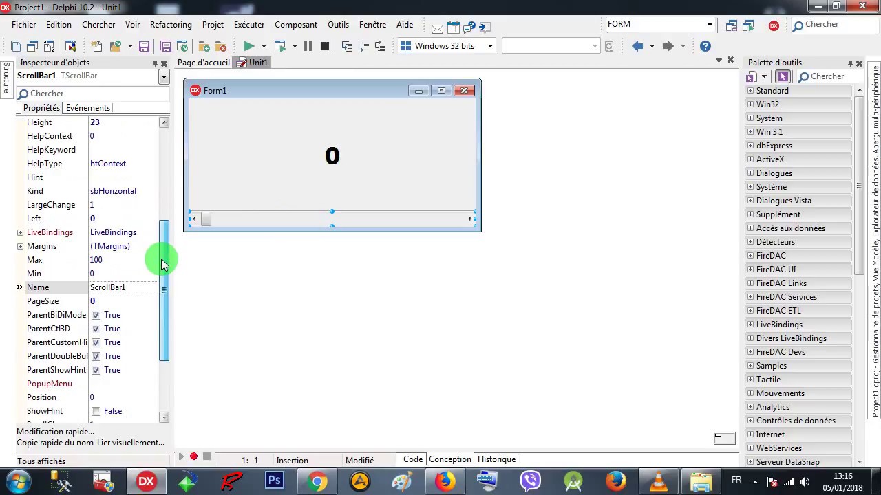 Rad Studio Delphi 014 ScrollBar - 001 Max & Min Position
